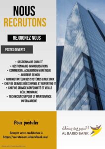 Campagne de Recrutement Al Barid Bank 2023 (21 Postes)